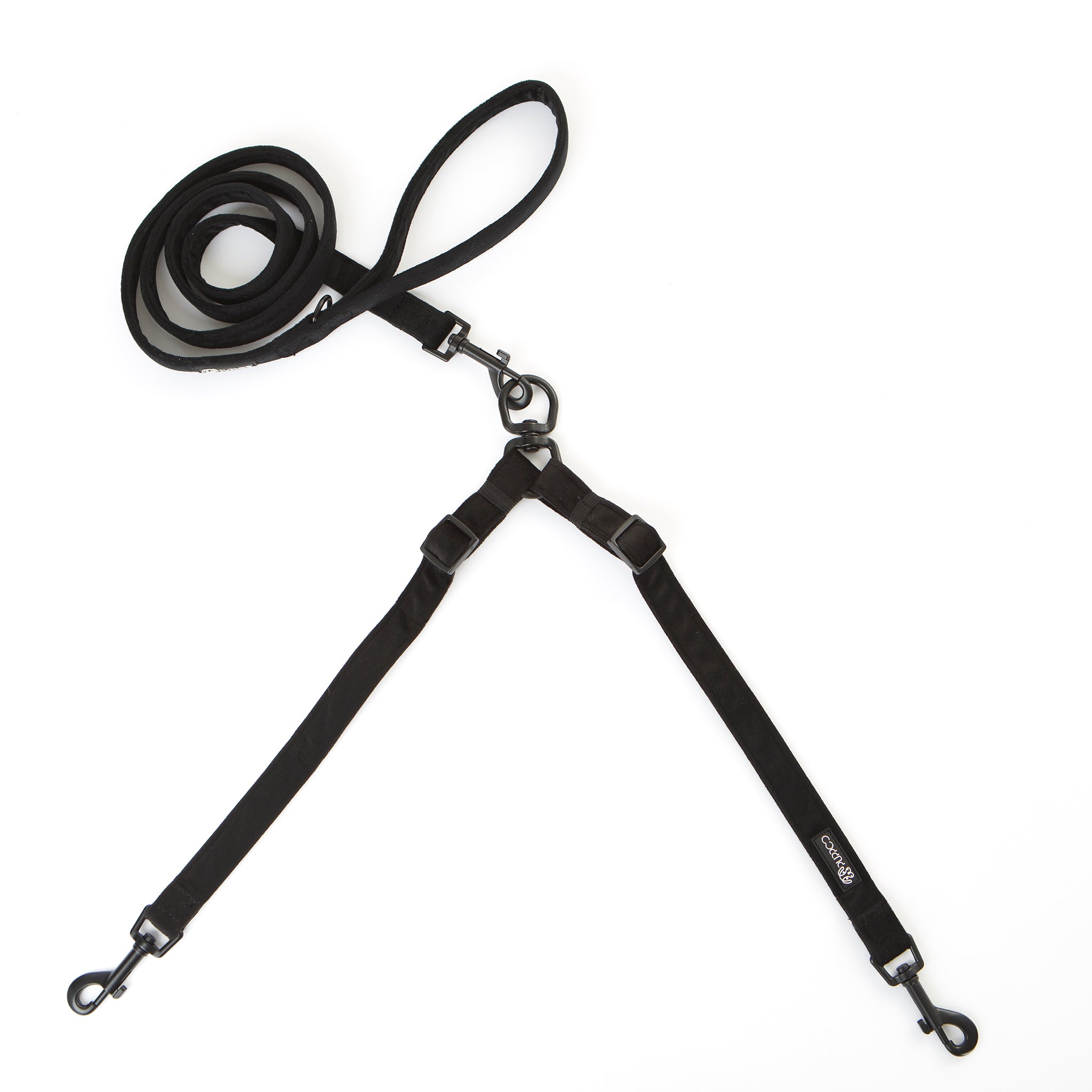 Velvet Deluxe Adjustable Lead Splitter - Black – PuppCo
